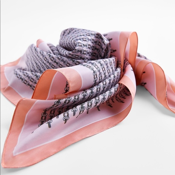 Zara | Accessories | Nwt Zara Pink Geometric Printed Satin Scarf | Poshmark